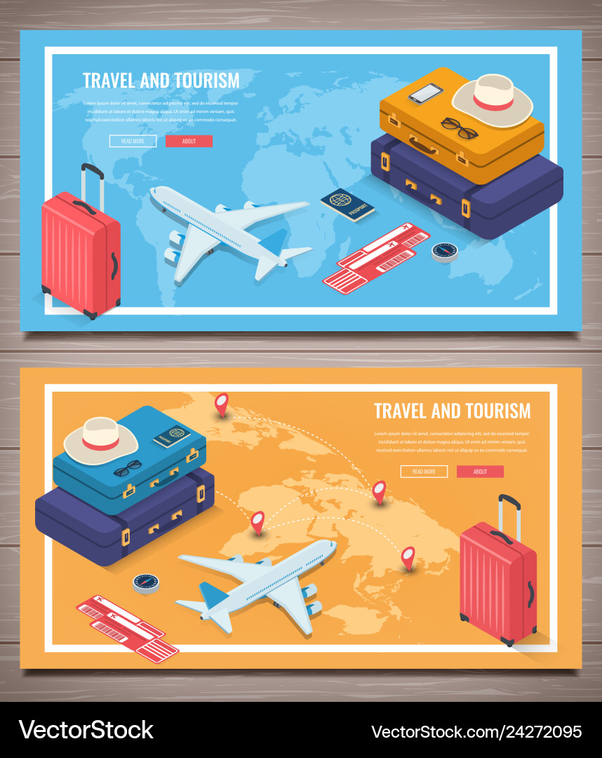 Travel banners in isometric style Royalty Free Vector Image