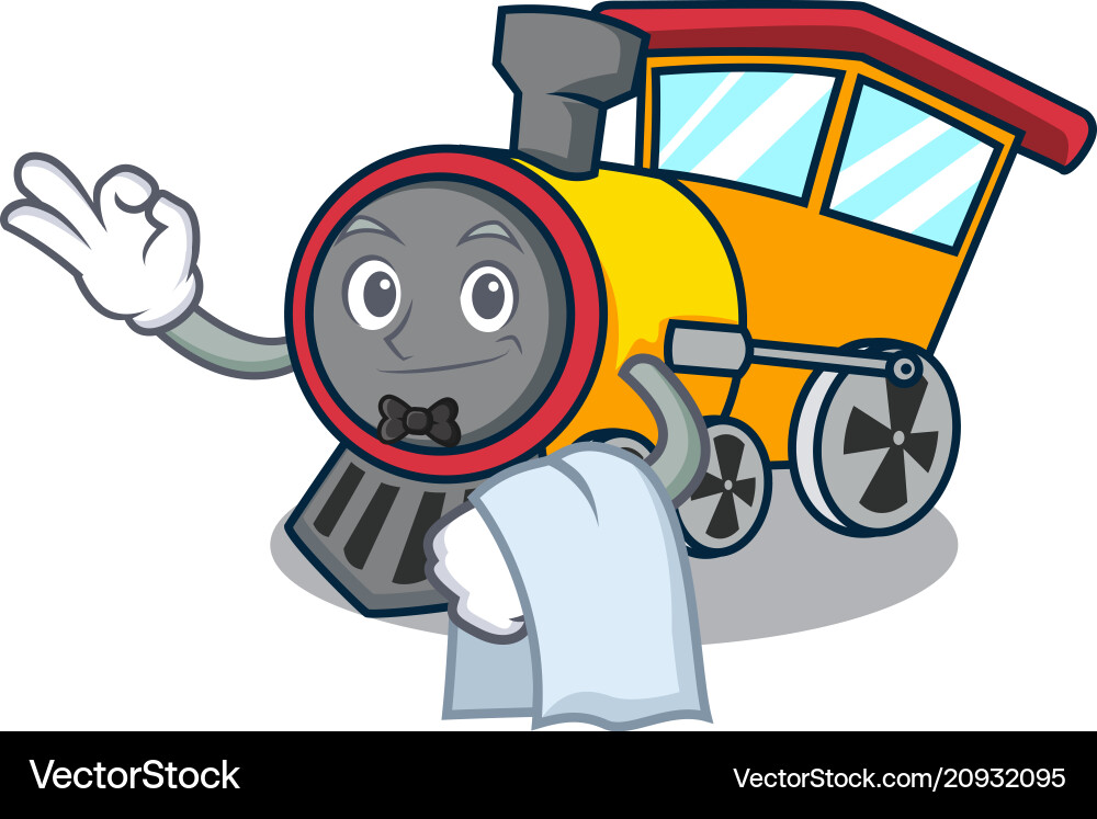 Waiter train mascot cartoon style Royalty Free Vector Image