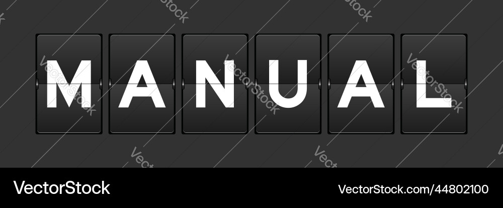 Black color analog flip board with word manual Vector Image
