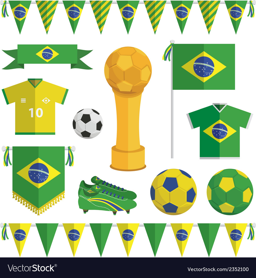 Brazil soccer objects Royalty Free Vector Image