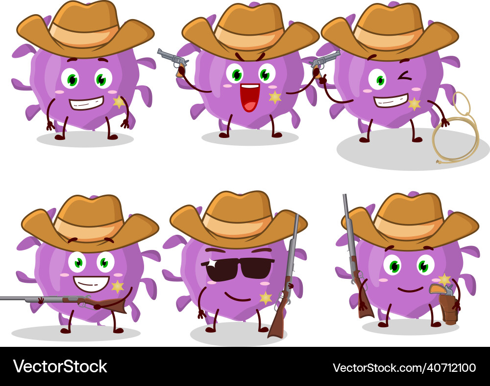 Cool cowboy virus particle cartoon character Vector Image