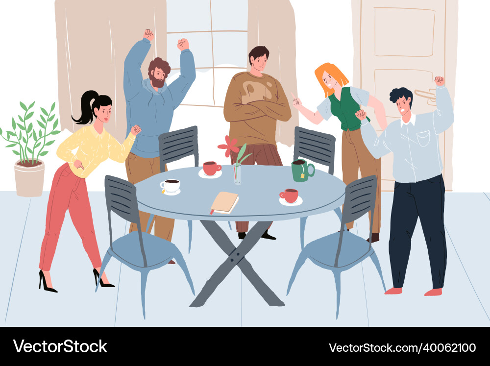 Flat cartoon friends characters quarreling Vector Image