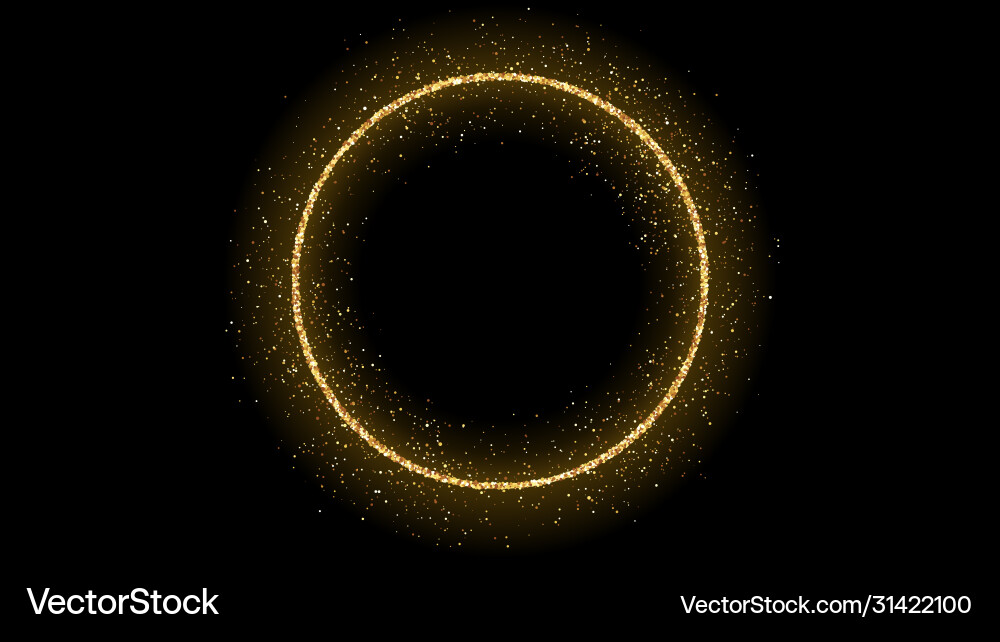 Golden circle frame with glitter Royalty Free Vector Image