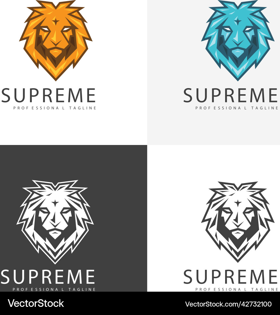 Lion supreme animal logo Royalty Free Vector Image
