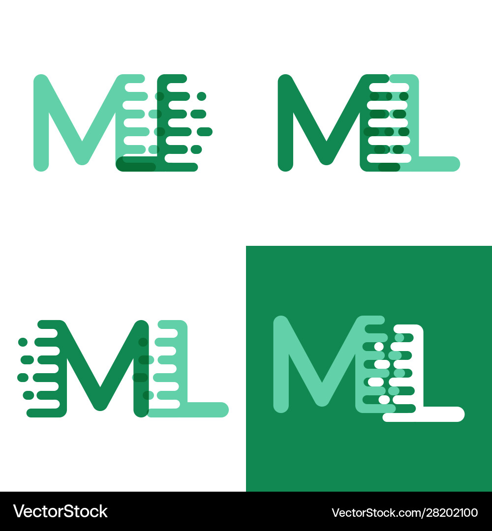 Ml letters logo with accent speed in light green Vector Image