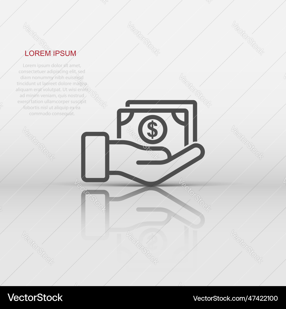 Remuneration icon in flat style money hand Vector Image