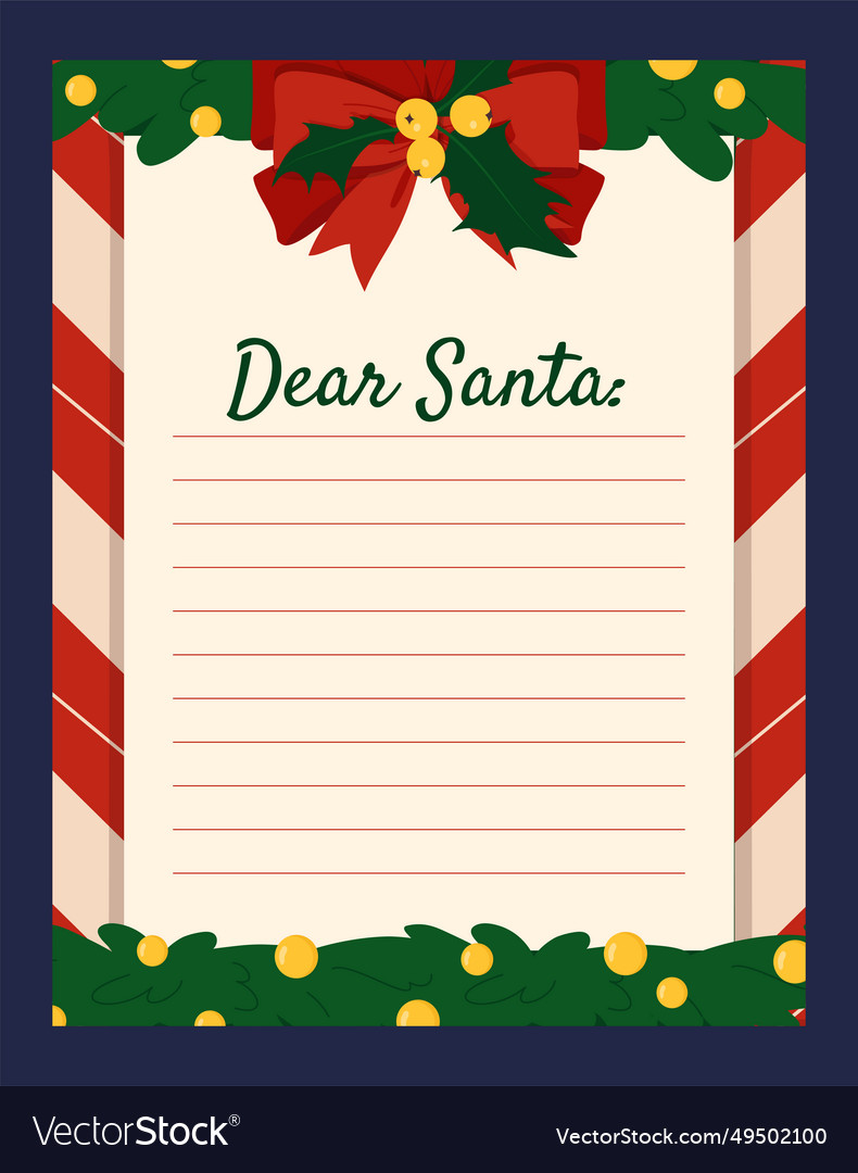 Santa letter template Royalty Free Vector Image