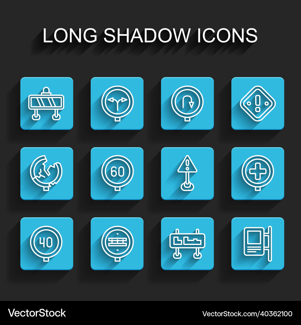 Set line speed limit traffic railroad crossing Vector Image