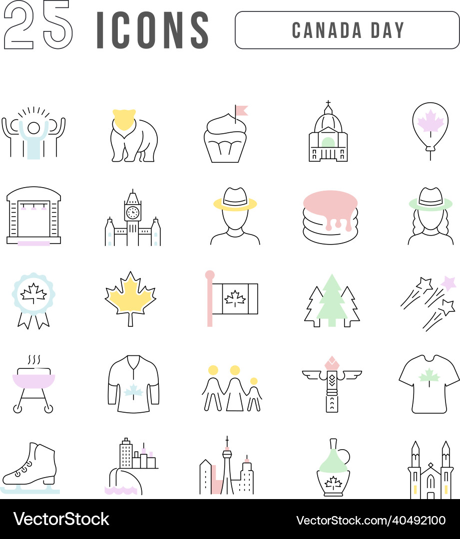 Set of linear icons canada day Royalty Free Vector Image
