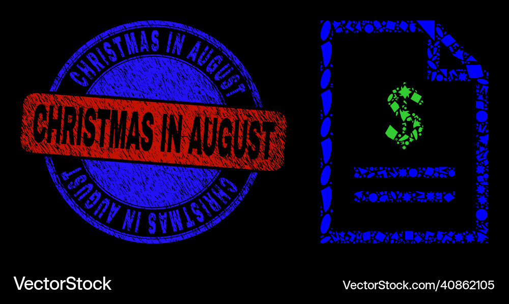 Bicolor textured christmas in august stamp seal Vector Image