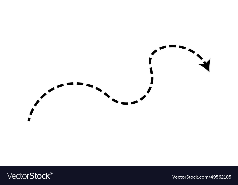 Dashed arrow set doodle dot line thin Royalty Free Vector
