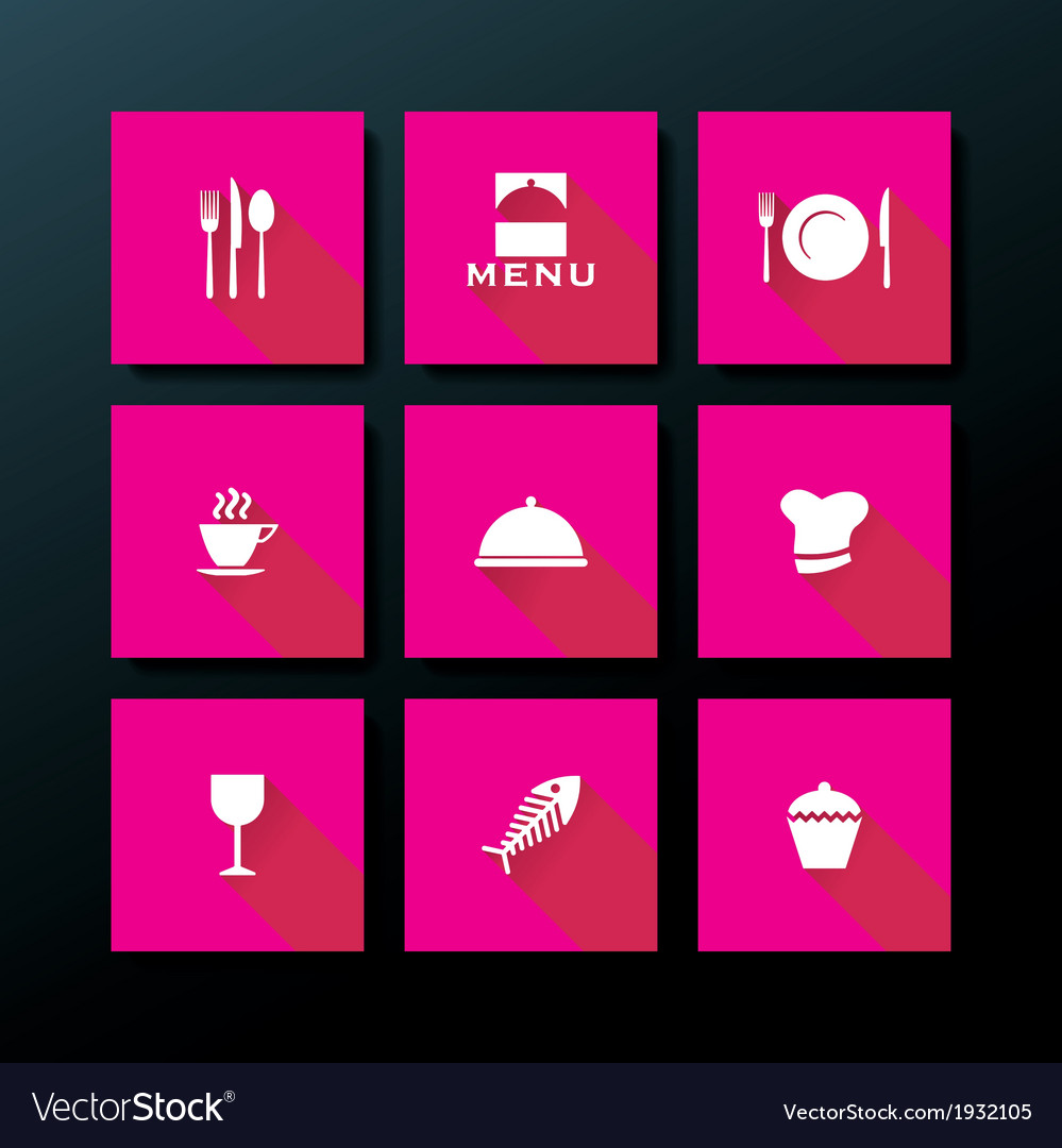 Flat restaurant icon set Royalty Free Vector Image
