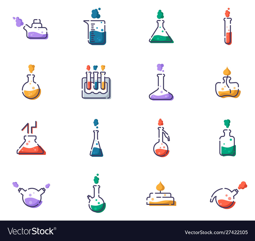 Laboratory flasks icon set Royalty Free Vector Image