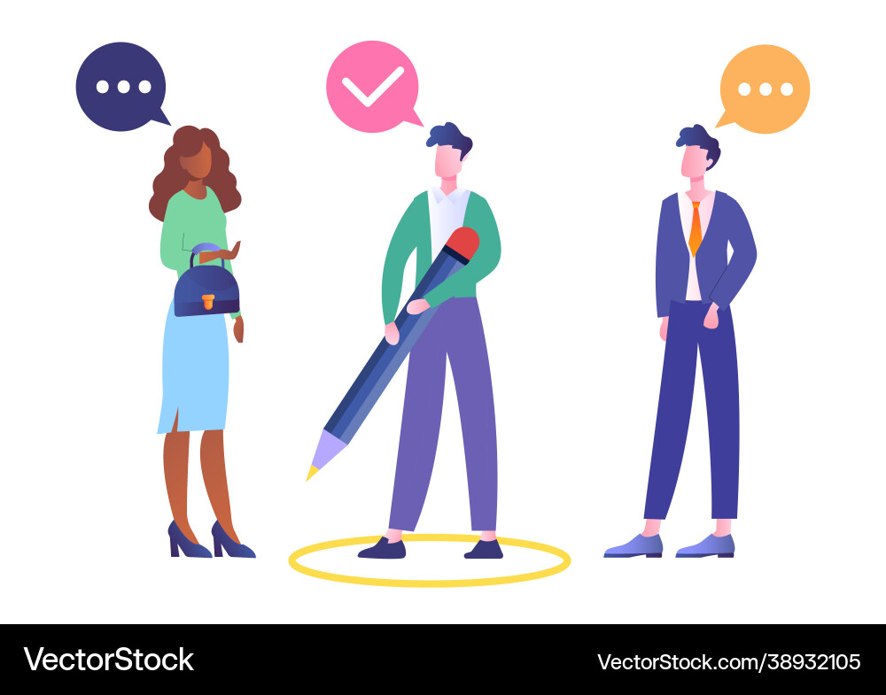 Male character is drawing a line around himself Vector Image