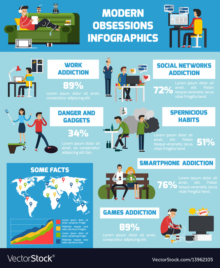 Modern obsessions infographics Royalty Free Vector Image