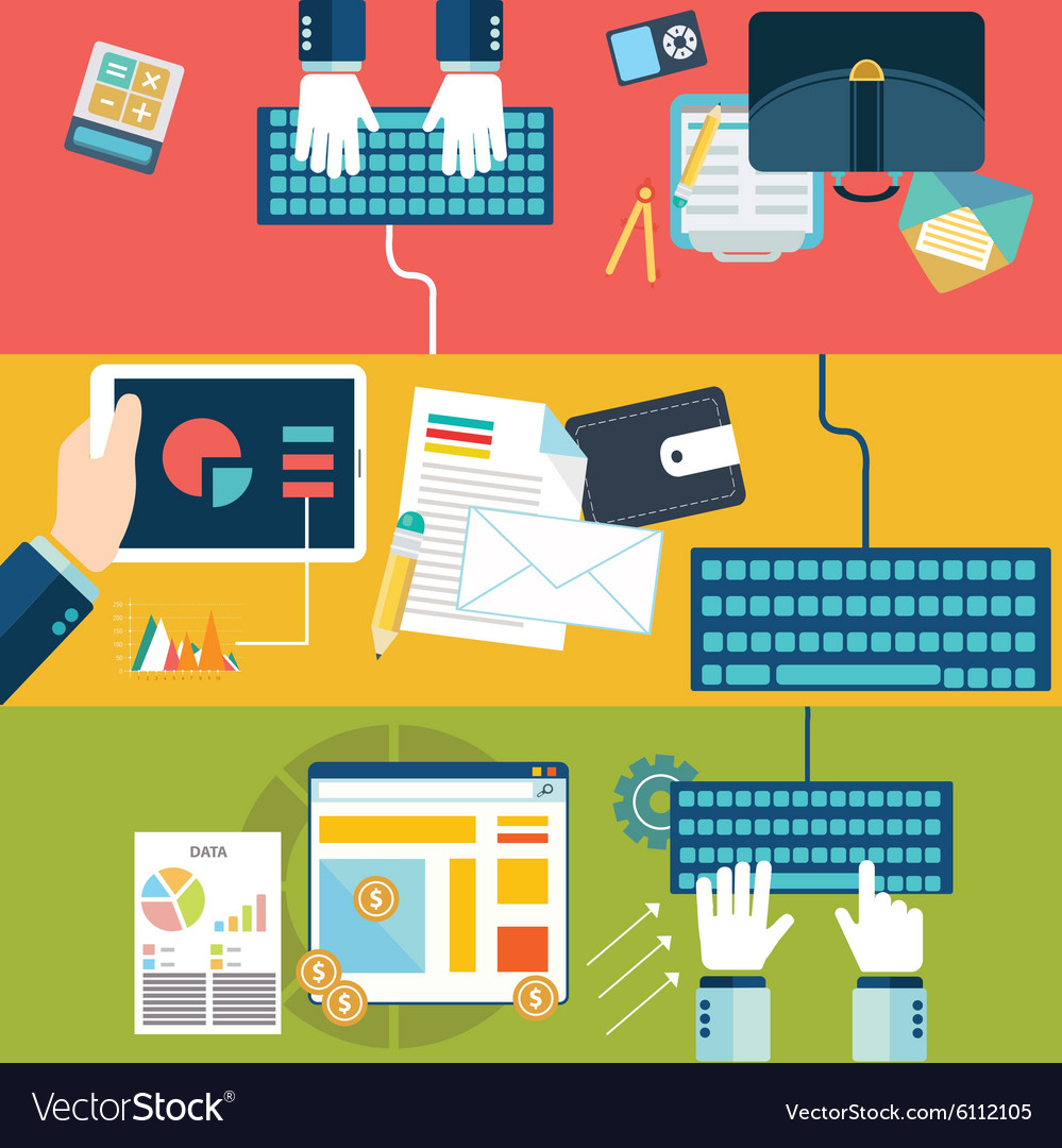 Set of flat design concepts for website layout Vector Image