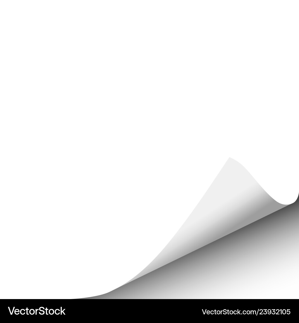 Sheet of white paper with curled right corner Vector Image