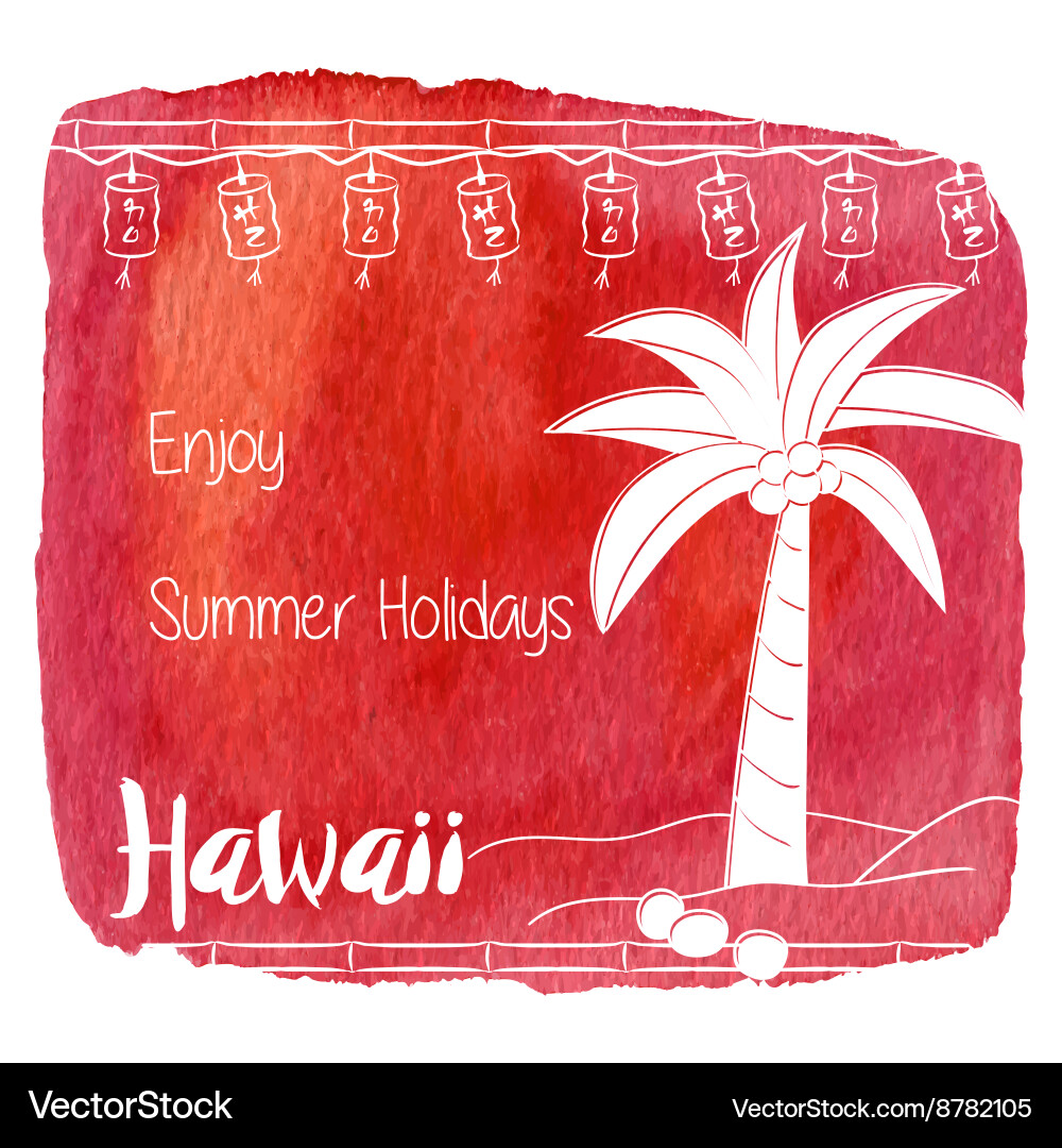 Watercolor Hawaiian tropical graphic design Vector Image
