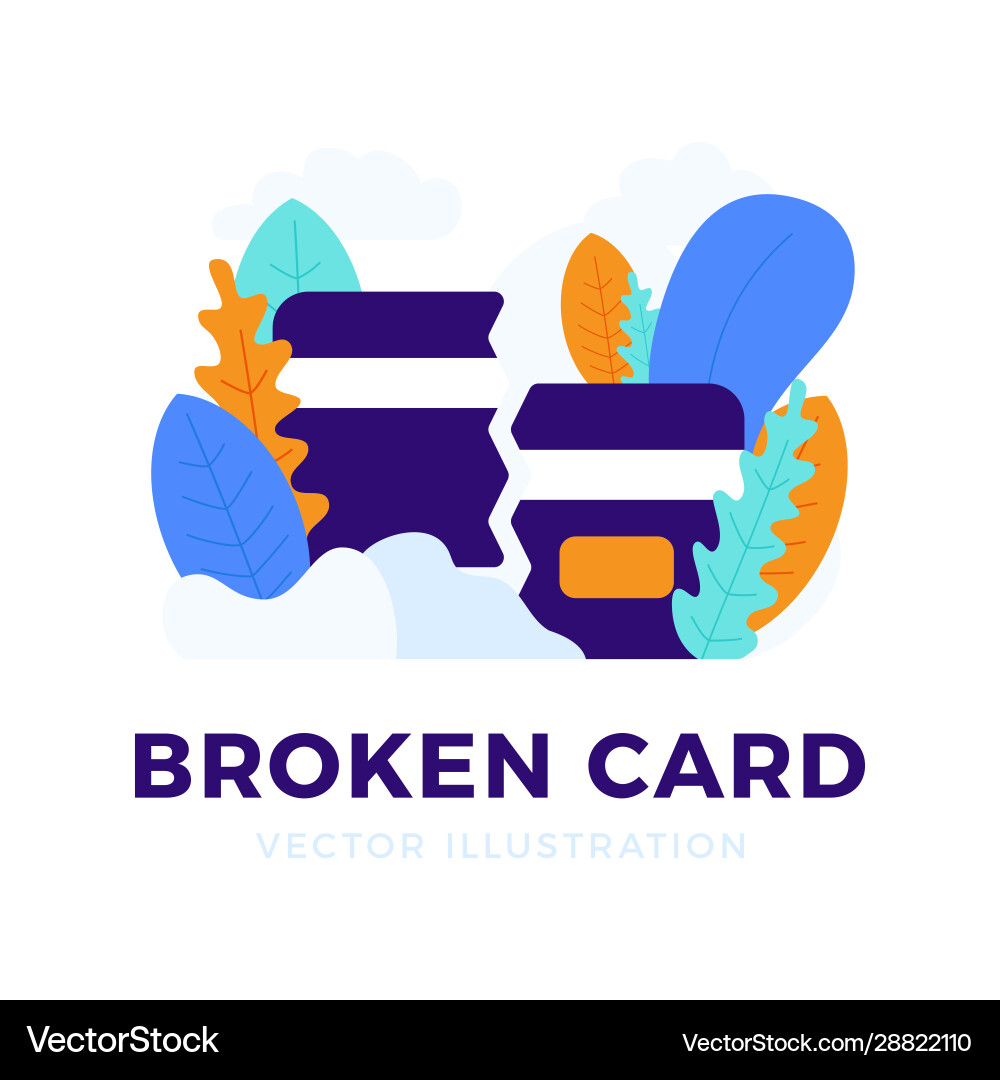 Broken credit card stock on white background Vector Image