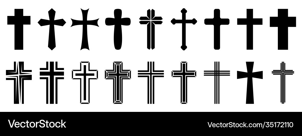 Christian cross icons set cross Royalty Free Vector Image
