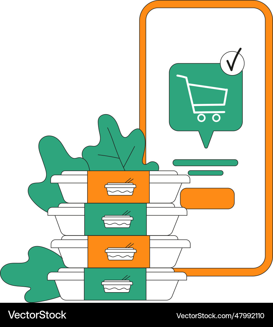 Food delivery order with package and box Vector Image
