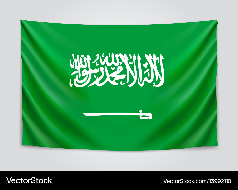 Hanging flag saudi arabia kingdom saudi Royalty Free Vector