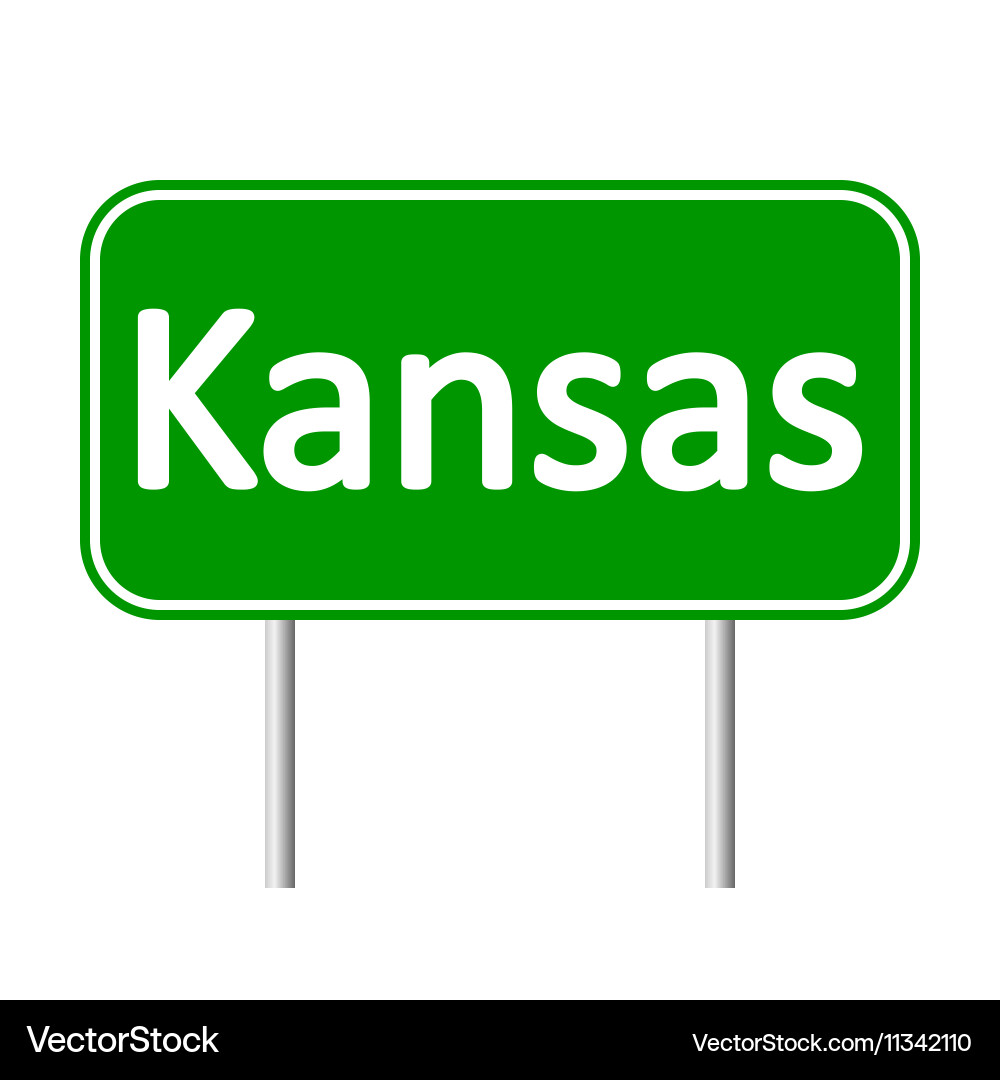 Kansas green road sign Royalty Free Vector Image