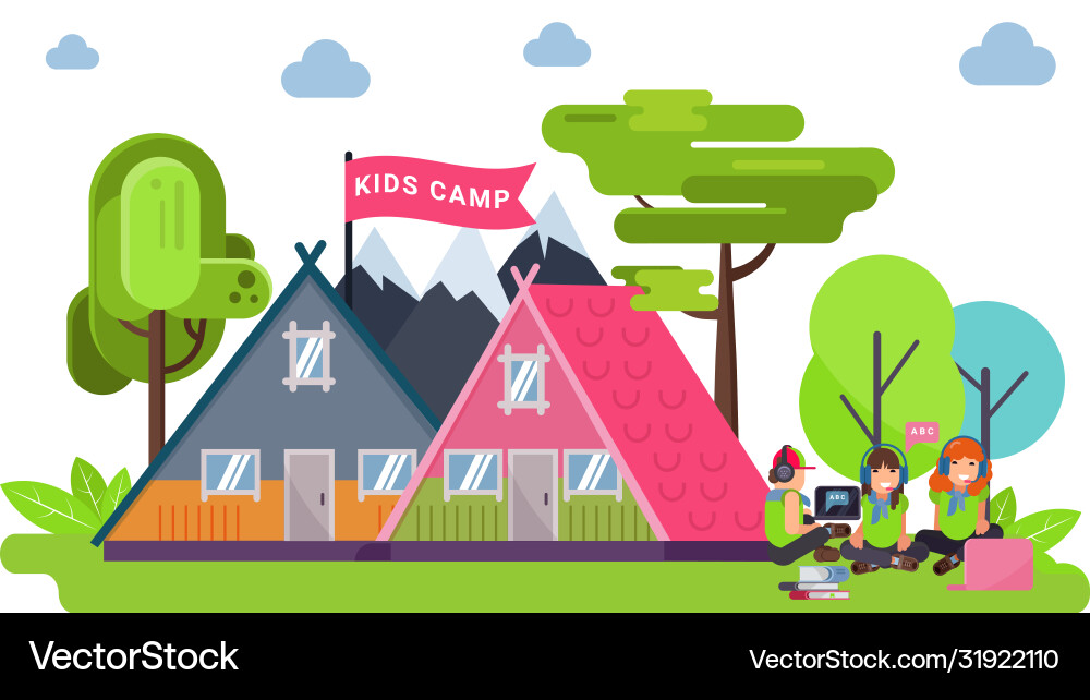 Language kids camp graphic Royalty Free Vector Image