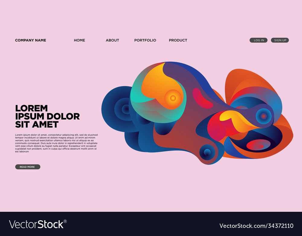 Modern colorful landing page abstract fluid Vector Image