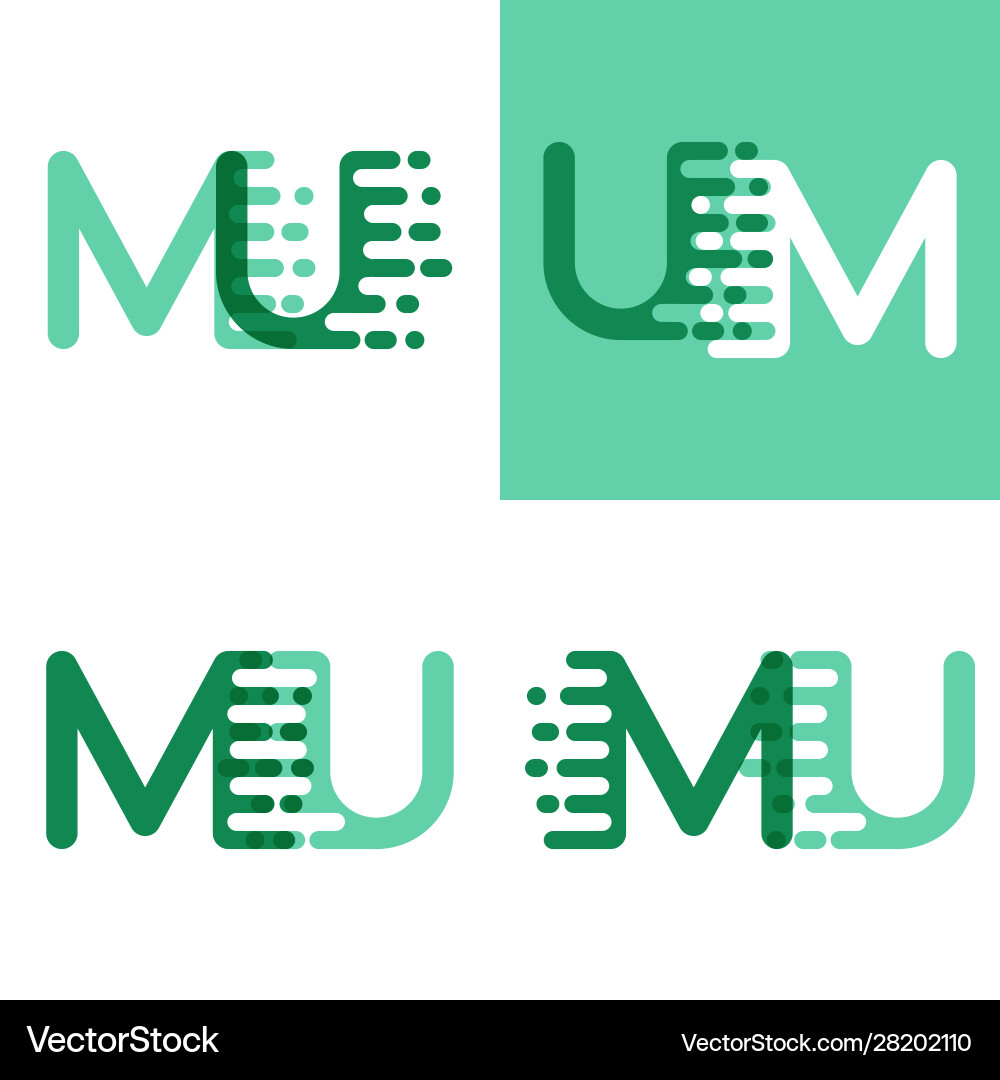 Mu letters logo with accent speed in light green Vector Image