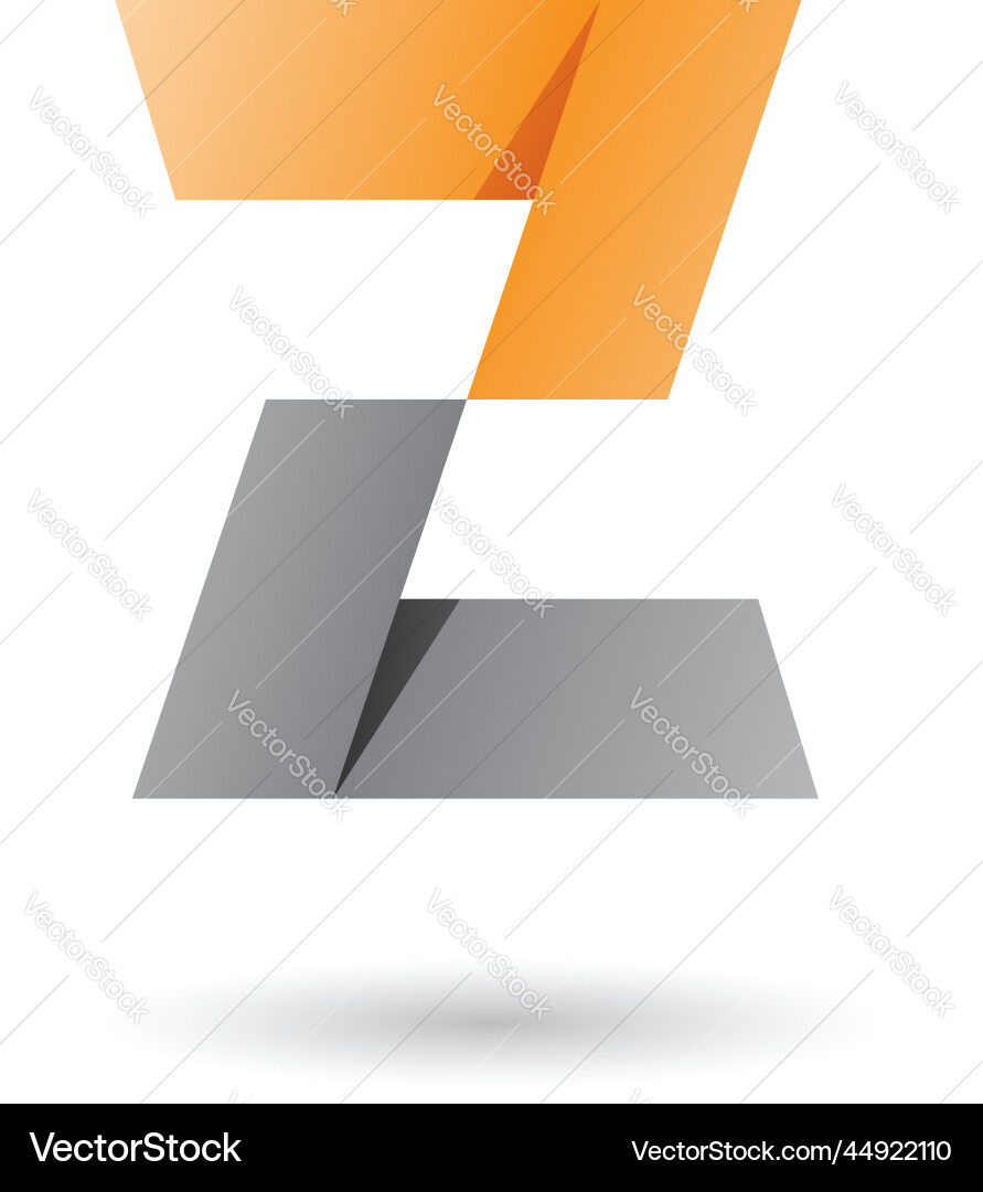 Orange and grey folded paper letter z Royalty Free Vector