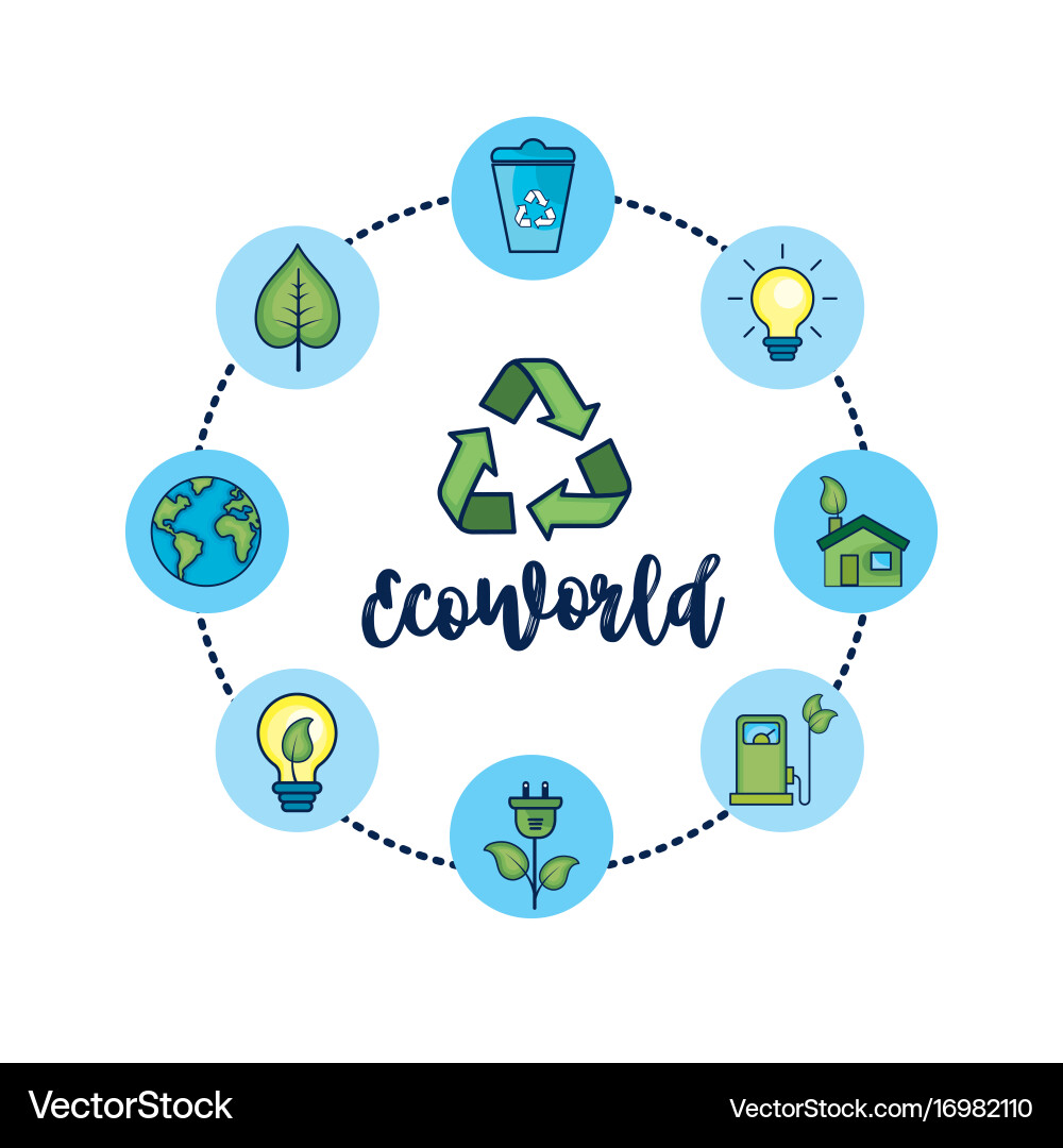 Set ecology to natural environment care Royalty Free Vector