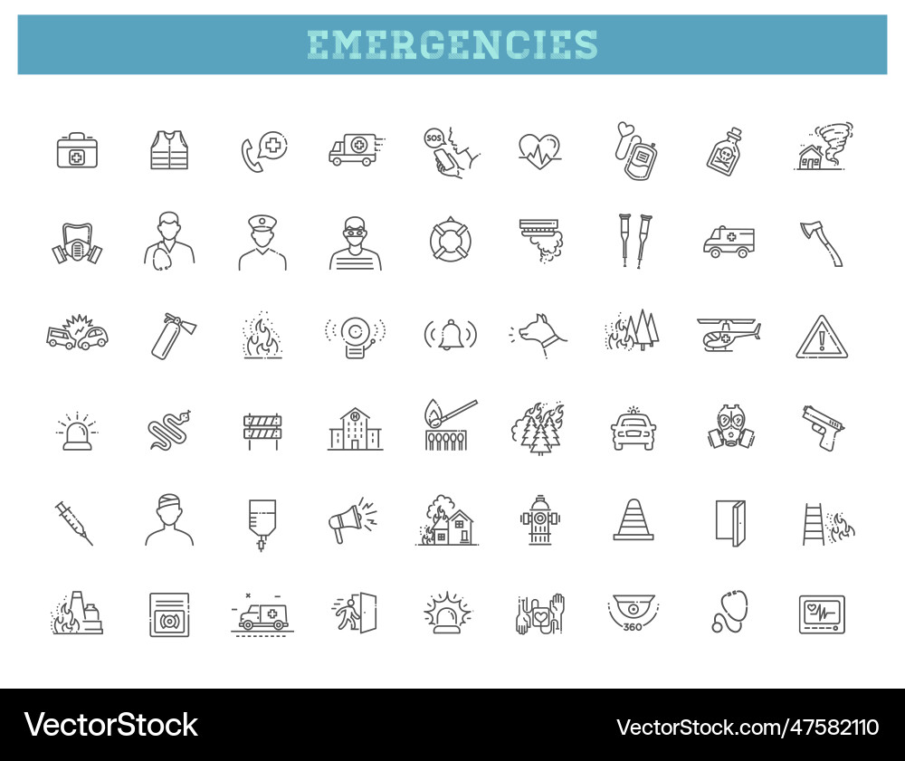 Set of emergencies icons Royalty Free Vector Image