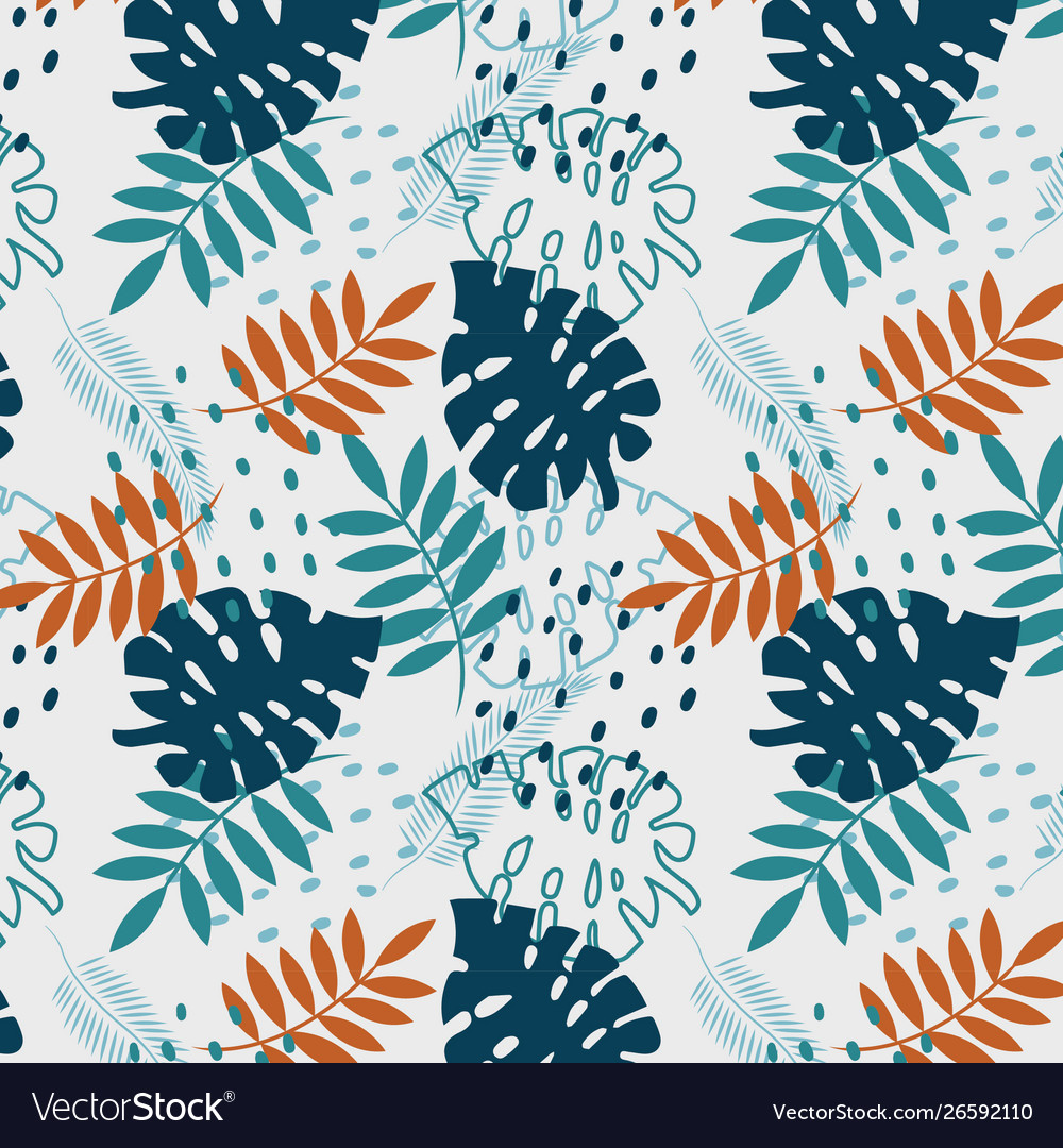 Tropical leaf pattern Royalty Free Vector Image