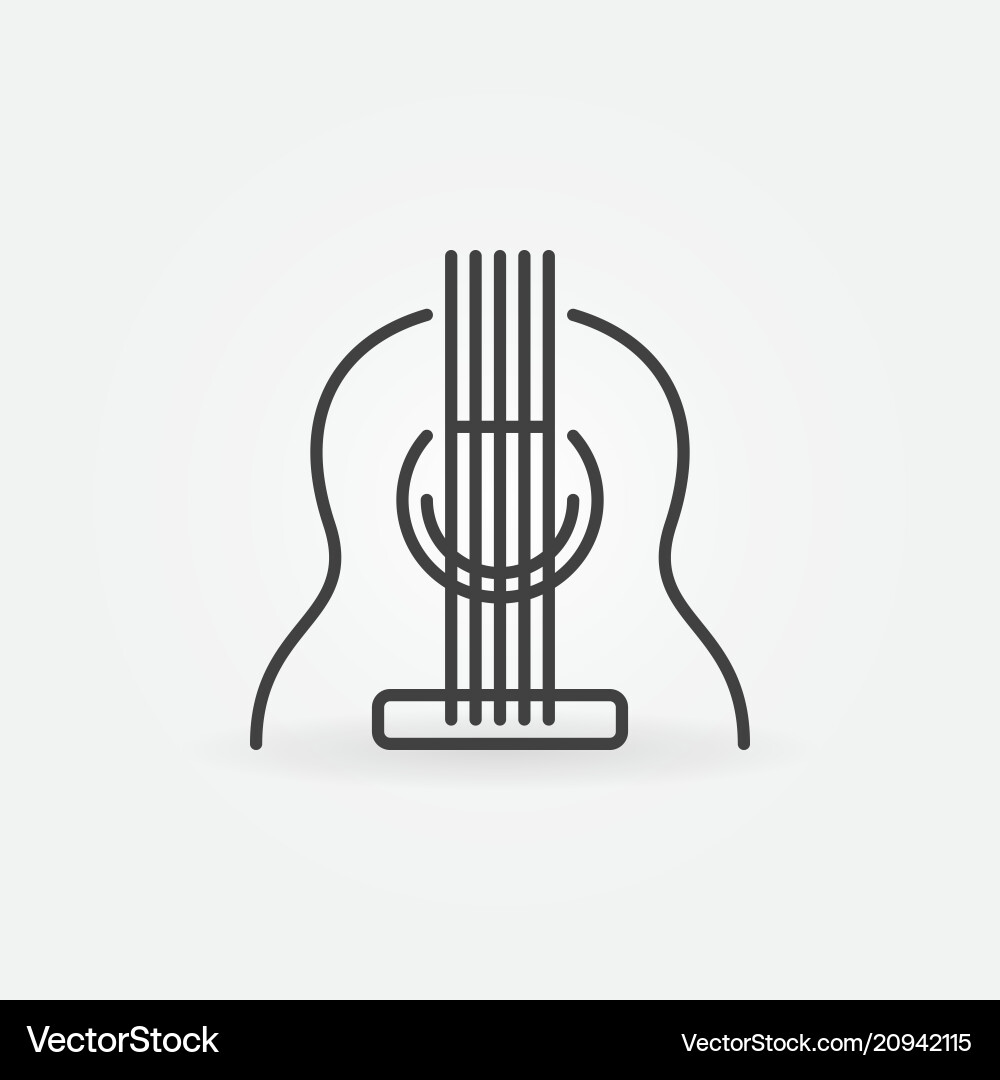 Acoustic guitar icon in thin line style Royalty Free Vector