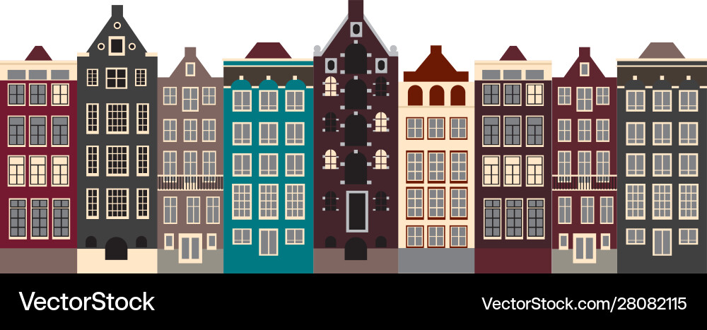 Amsterdam style old houses isolated Royalty Free Vector