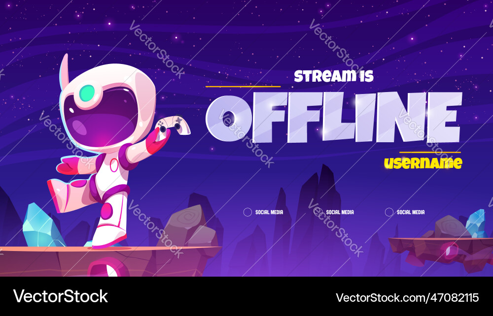 Background of video game stream with spaceman Vector Image