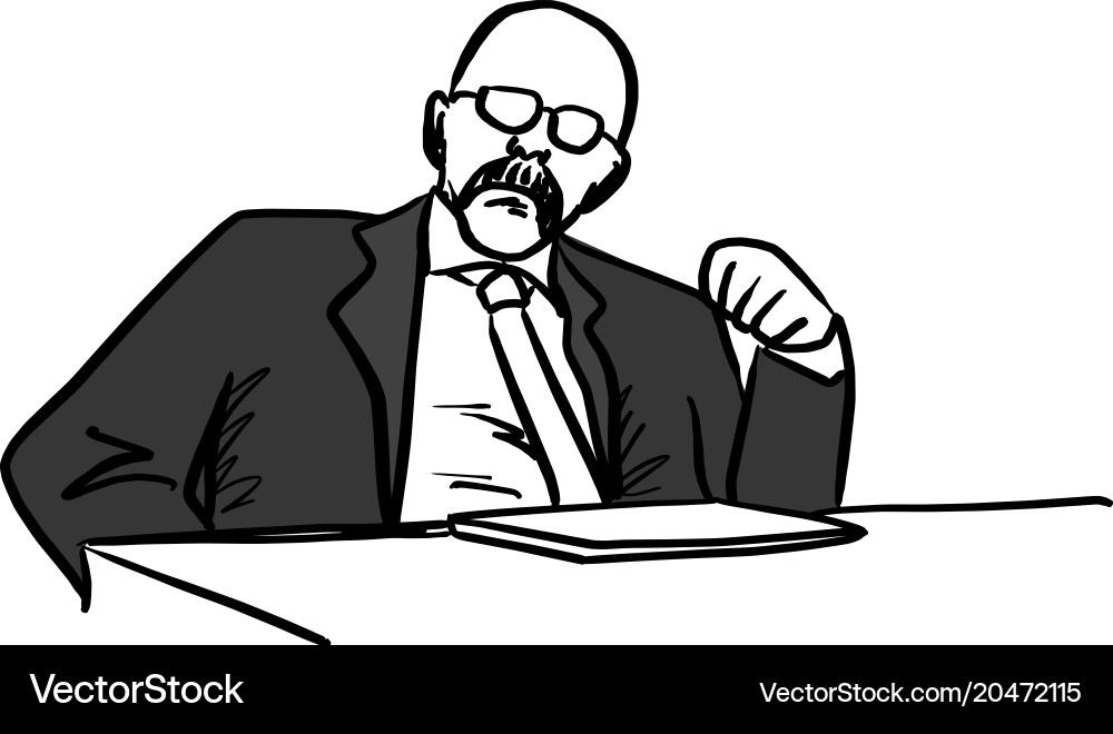 Bald manager showing his fist Royalty Free Vector Image