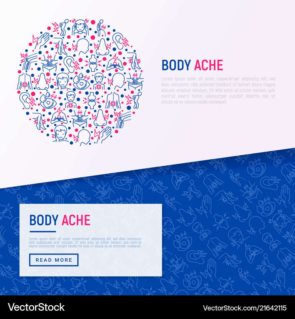 Body aches concept in circle with thin line icons Vector Image