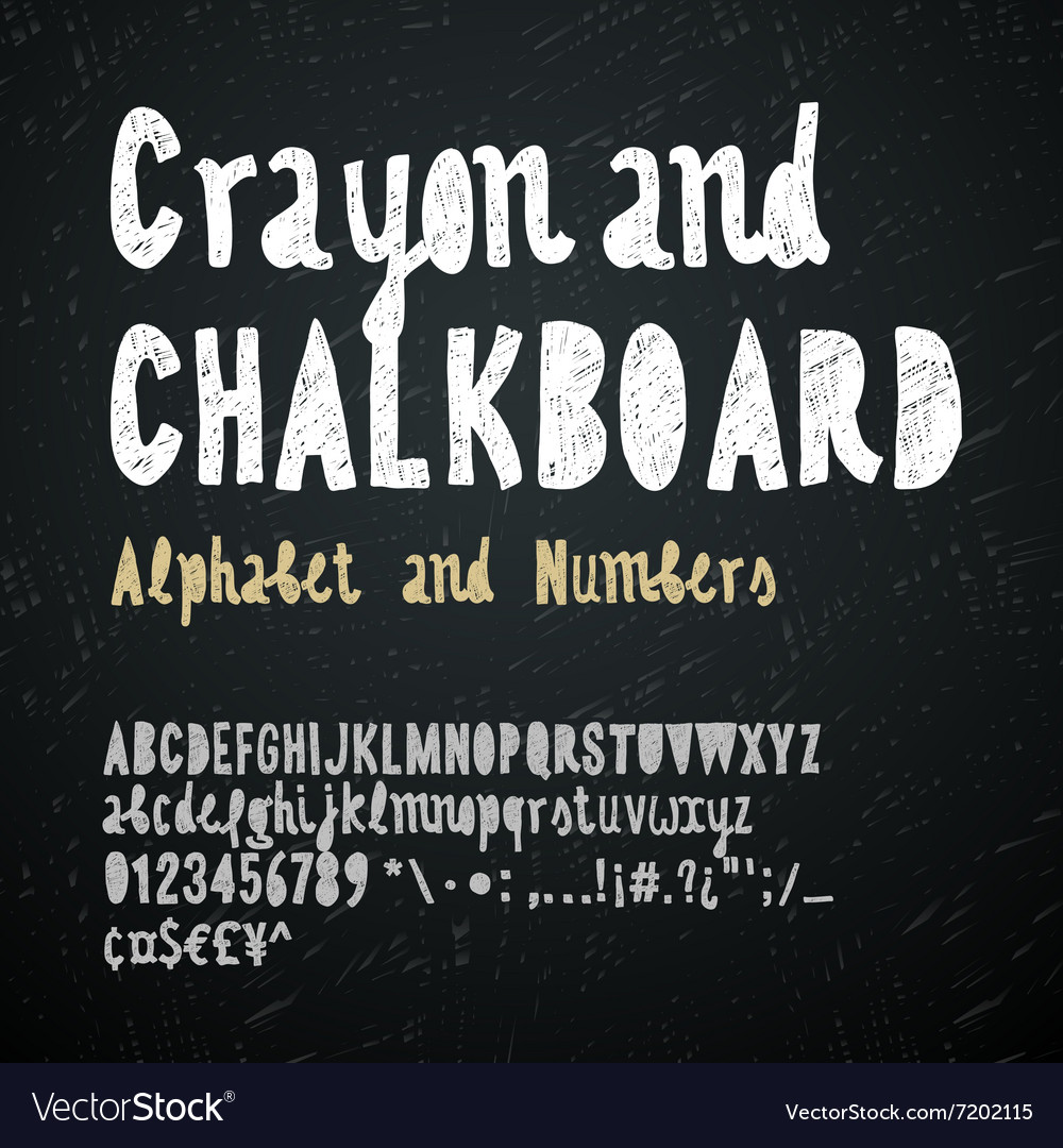Chalkboard and crayon alphabet Royalty Free Vector Image