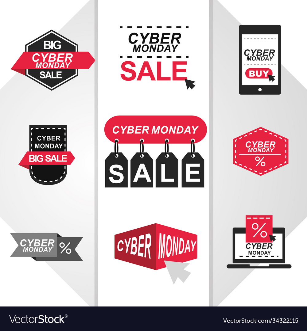 Cyber monday virtual commerce marketing Royalty Free Vector
