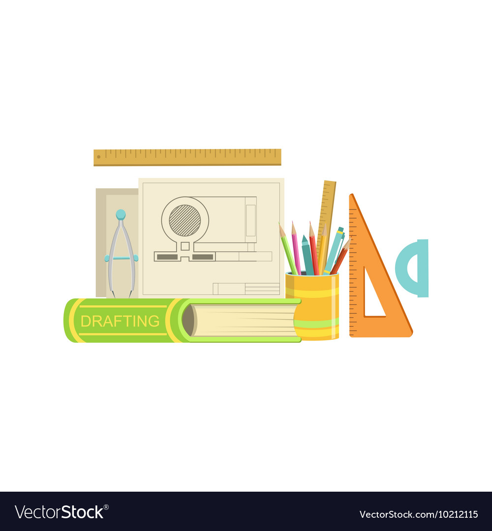 Drafting class set of objects Royalty Free Vector Image