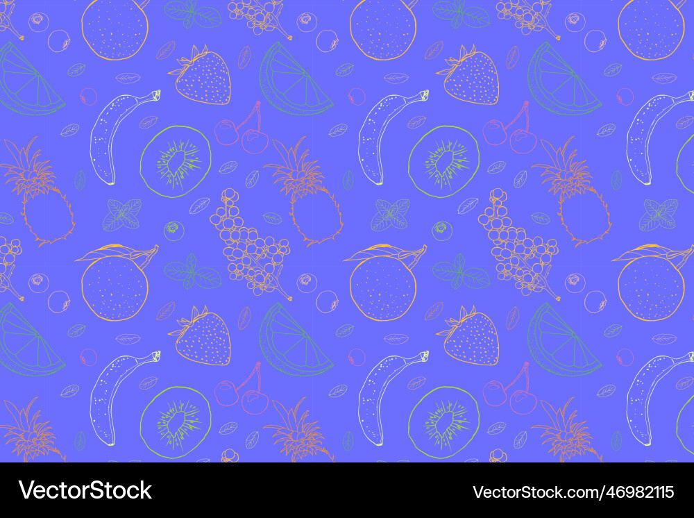 Fruit sketch art vivid color background Royalty Free Vector