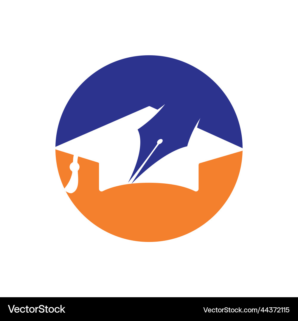 Graduation hat with pen icon logo design template Vector Image