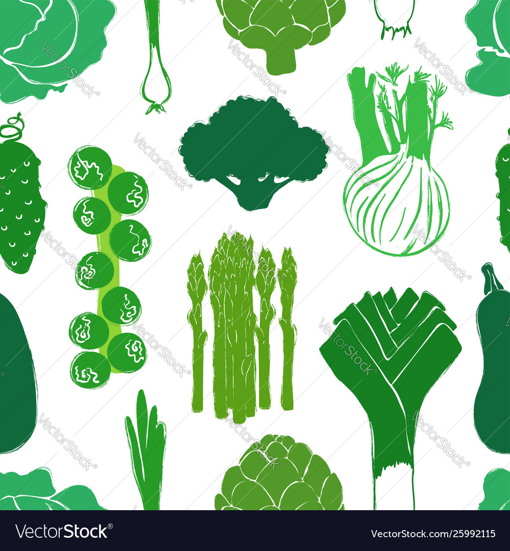 Green vegetables seamless pattern Royalty Free Vector Image