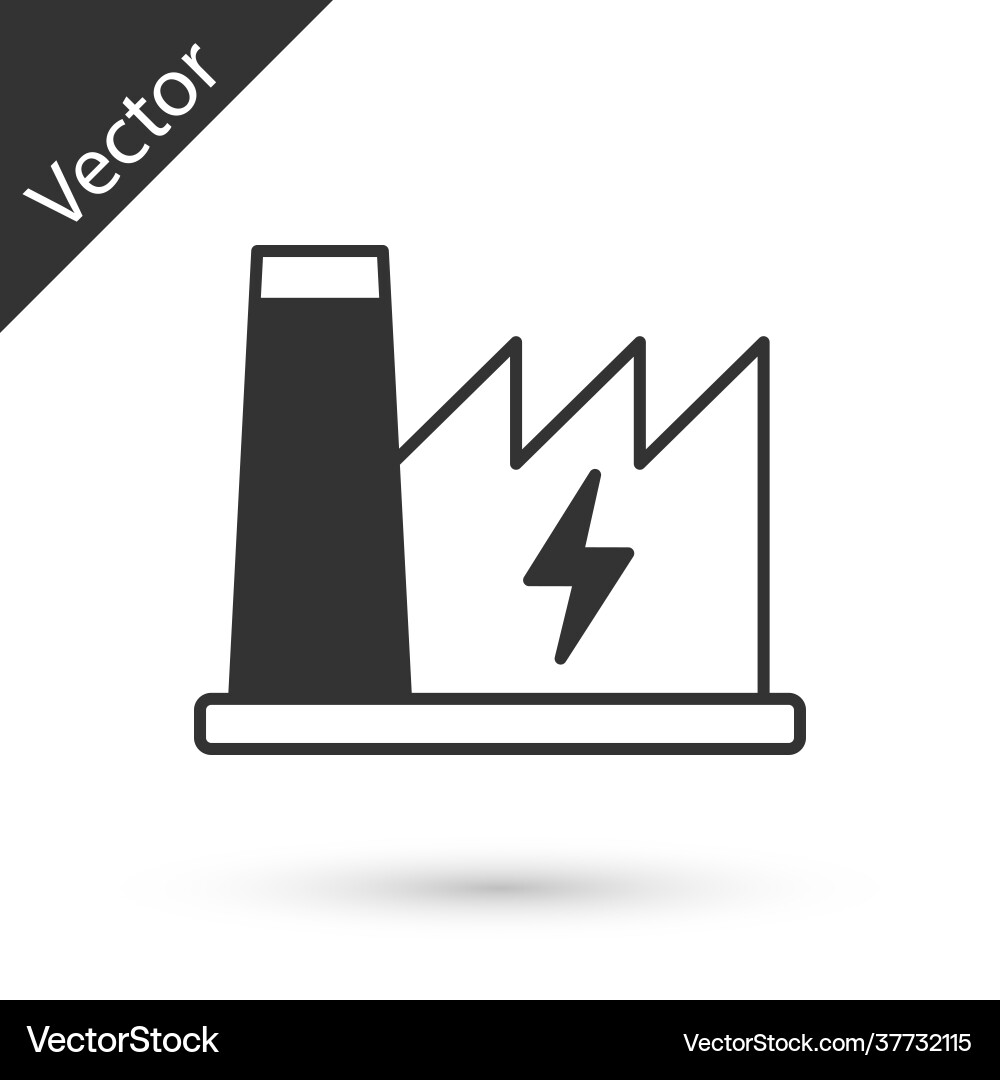 Grey nuclear power plant icon isolated on white Vector Image