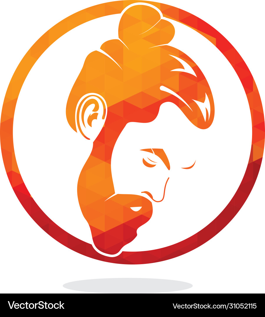 Man with beard hipster barbershop emblem Vector Image