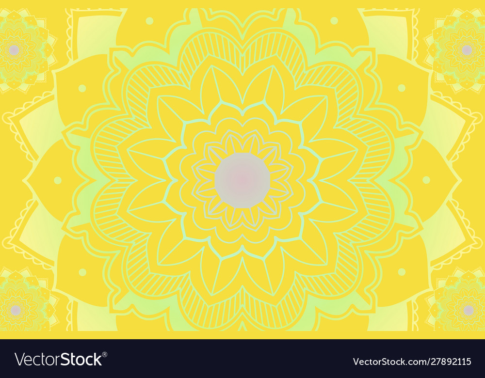 Mandala patterns on yellow background Royalty Free Vector