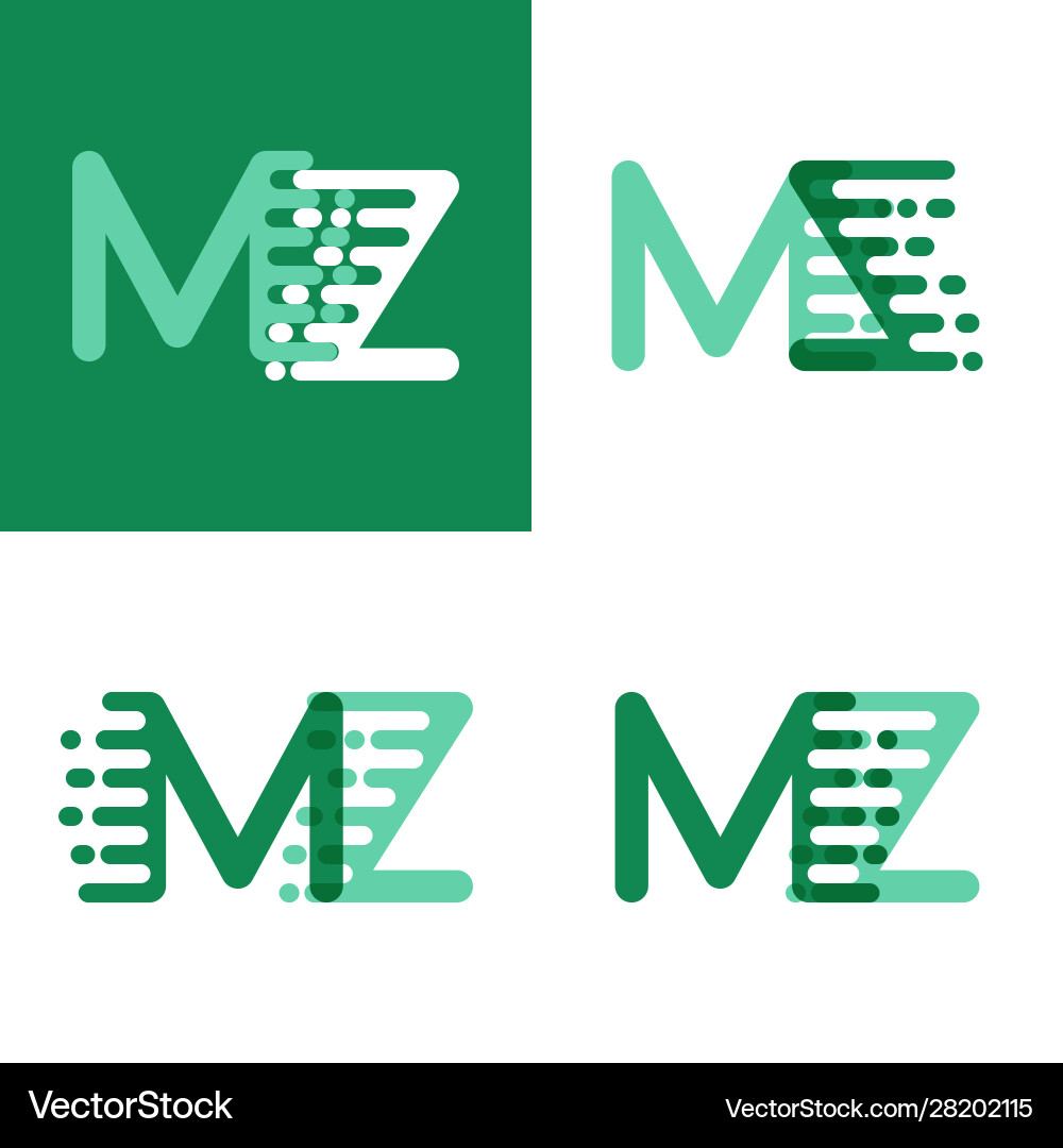Mz letters logo with accent speed in light green Vector Image