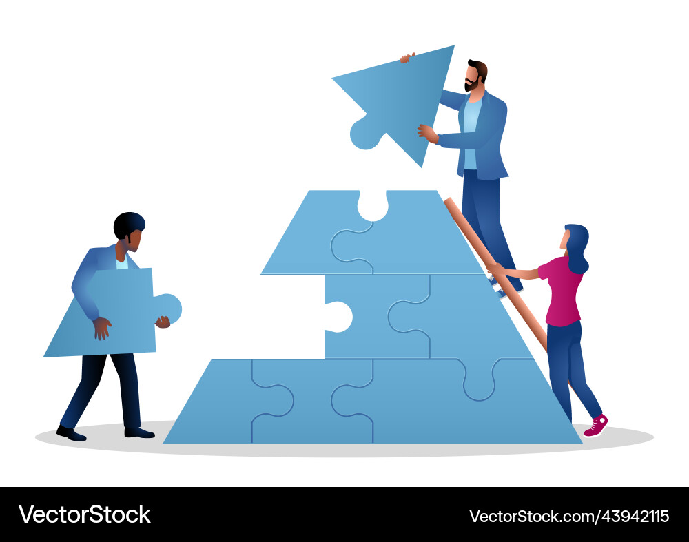 People in casual wear building a triangle shape Vector Image